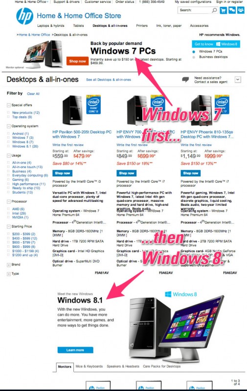 HP highlights its Windows 7 machines, saying it's "back by popular ...