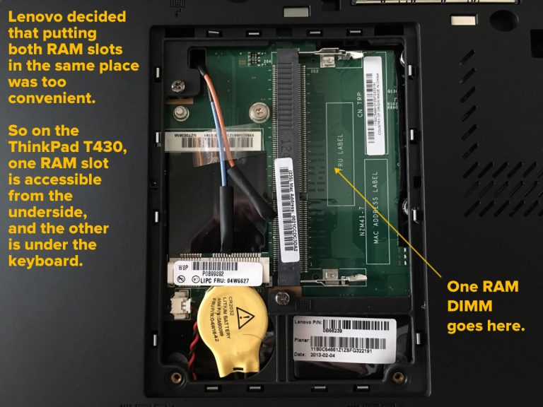 A quick picture guide to upgrading the RAM on a Lenovo ThinkPad T430 ...