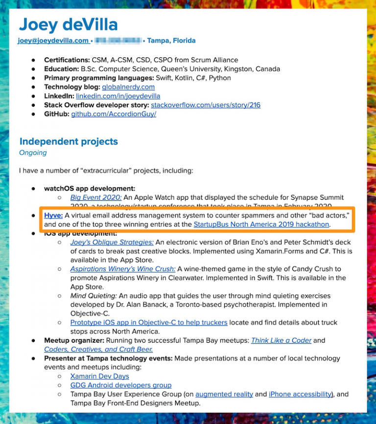 joey-devilla-resume-sample : Global Nerdy